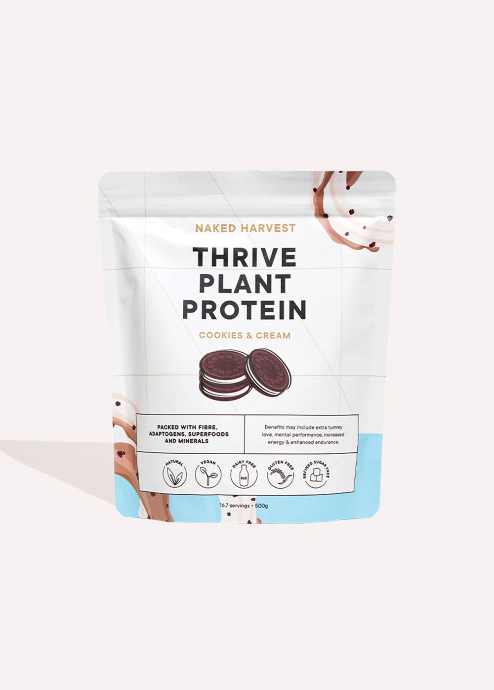 NAKED HARVEST THRIVE PLANT PROTEIN COOKIES & CREAM 500G – Admirebeauty